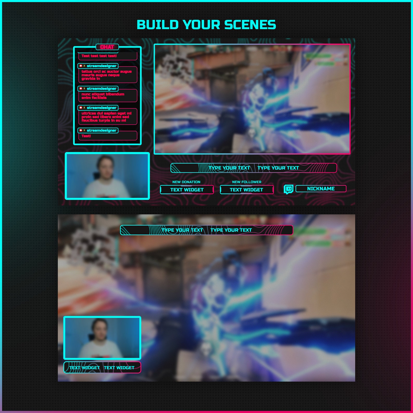 Animated NEON Stream Overlays Package for Twitch, Youtube, OBS ...