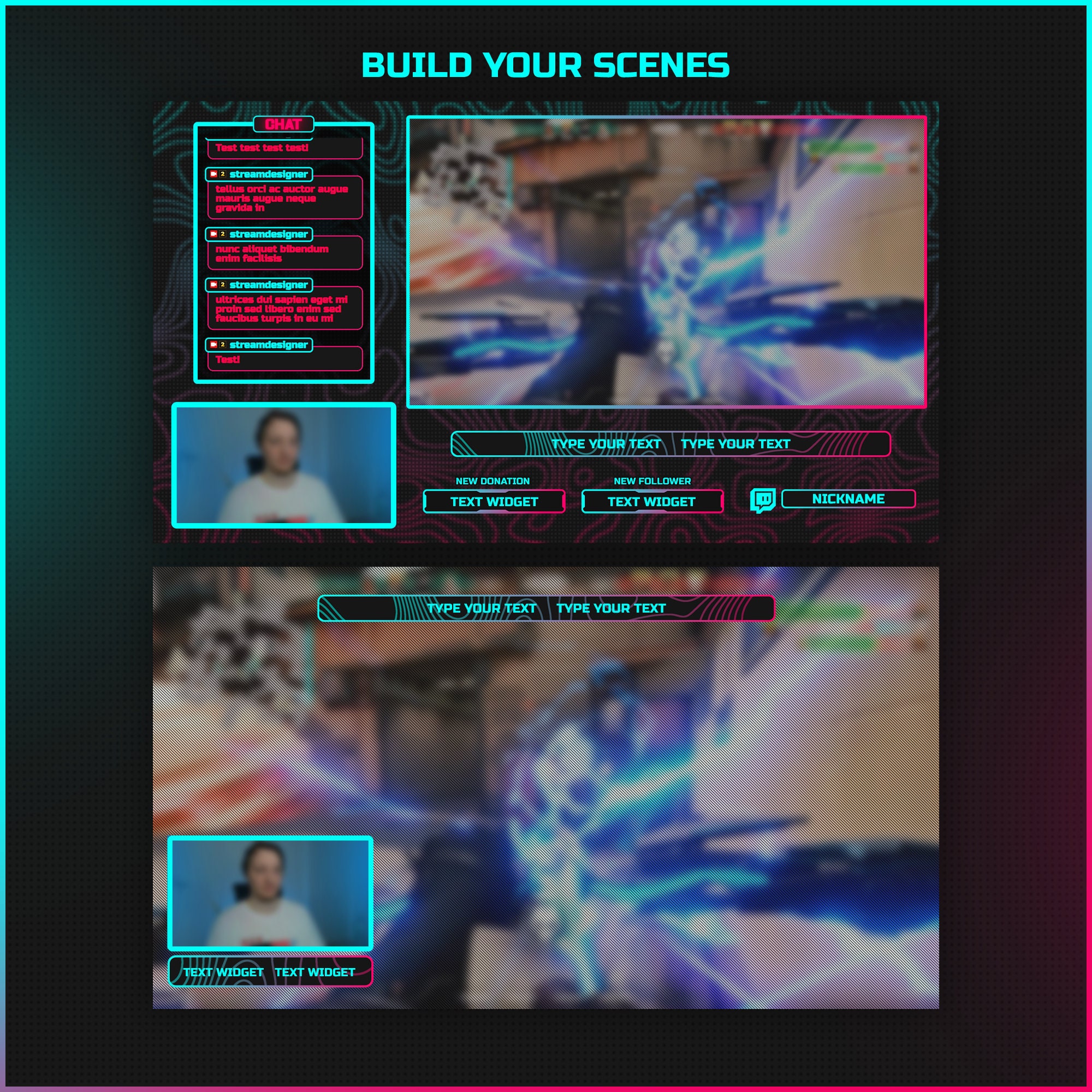 Animated NEON Stream Overlays Package for Twitch, Youtube, OBS ...