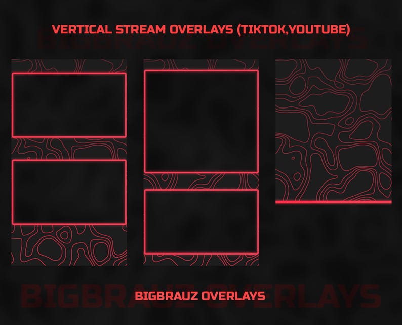 Red Animated Tiktok Stream Overlay Package: Vertical Layout (digital ...