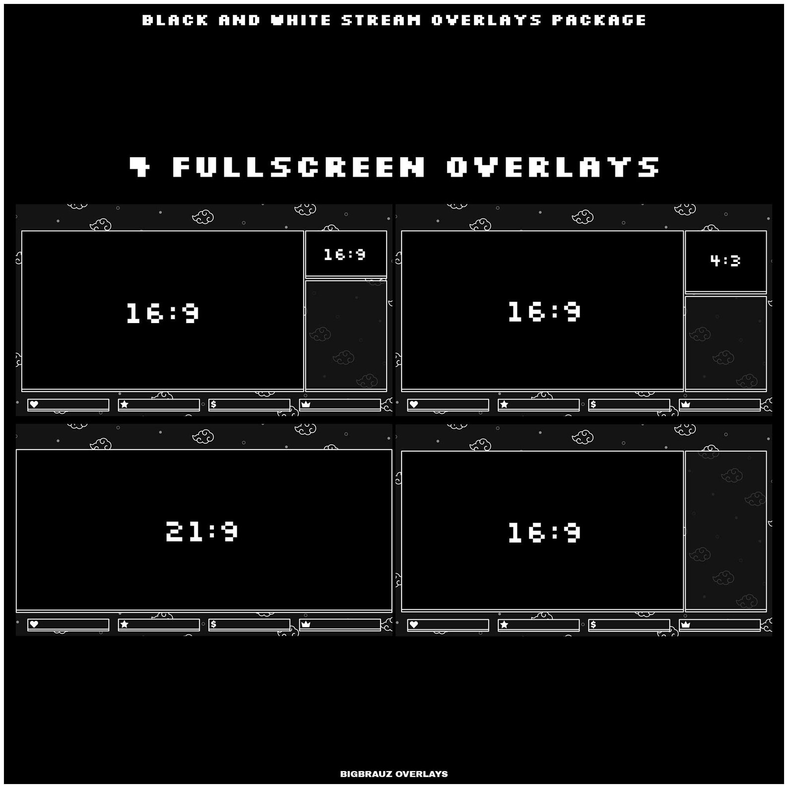 Animated DARK Stream Overlays Package for Twitch, Youtube, OBS ...