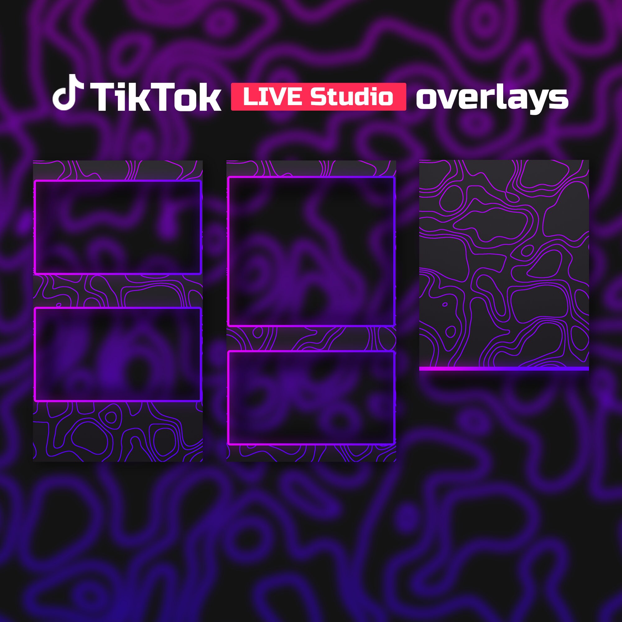 ANIMATED Purple TIKTOK Streaming Overlay Package Tiktok Live Animated Overlays Purple Stream ...