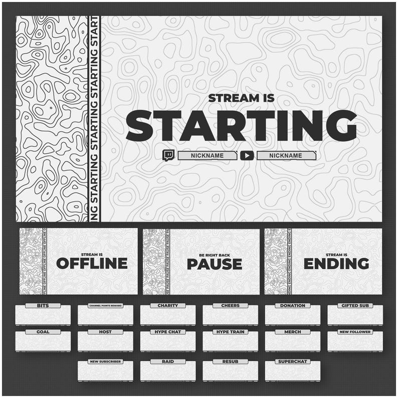 Animated WHITE Stream Overlays Package for Twitch, Youtube, OBS ...