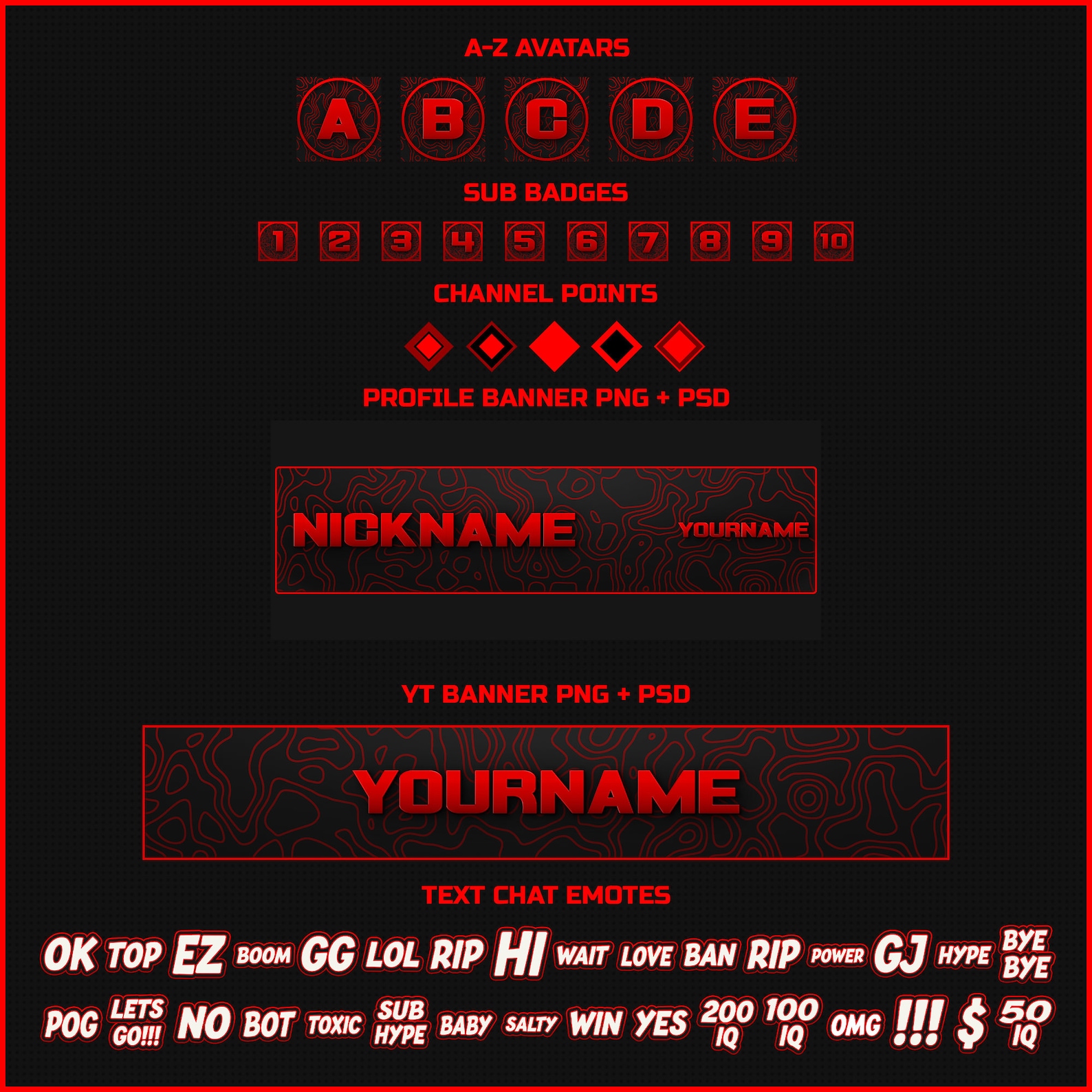 Animated RED Stream Overlays Package for Twitch, Youtube, OBS ...