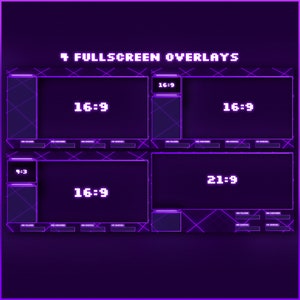 Animated Purple Retro Neon Stream Overlays Package for Twitch, Youtube ...