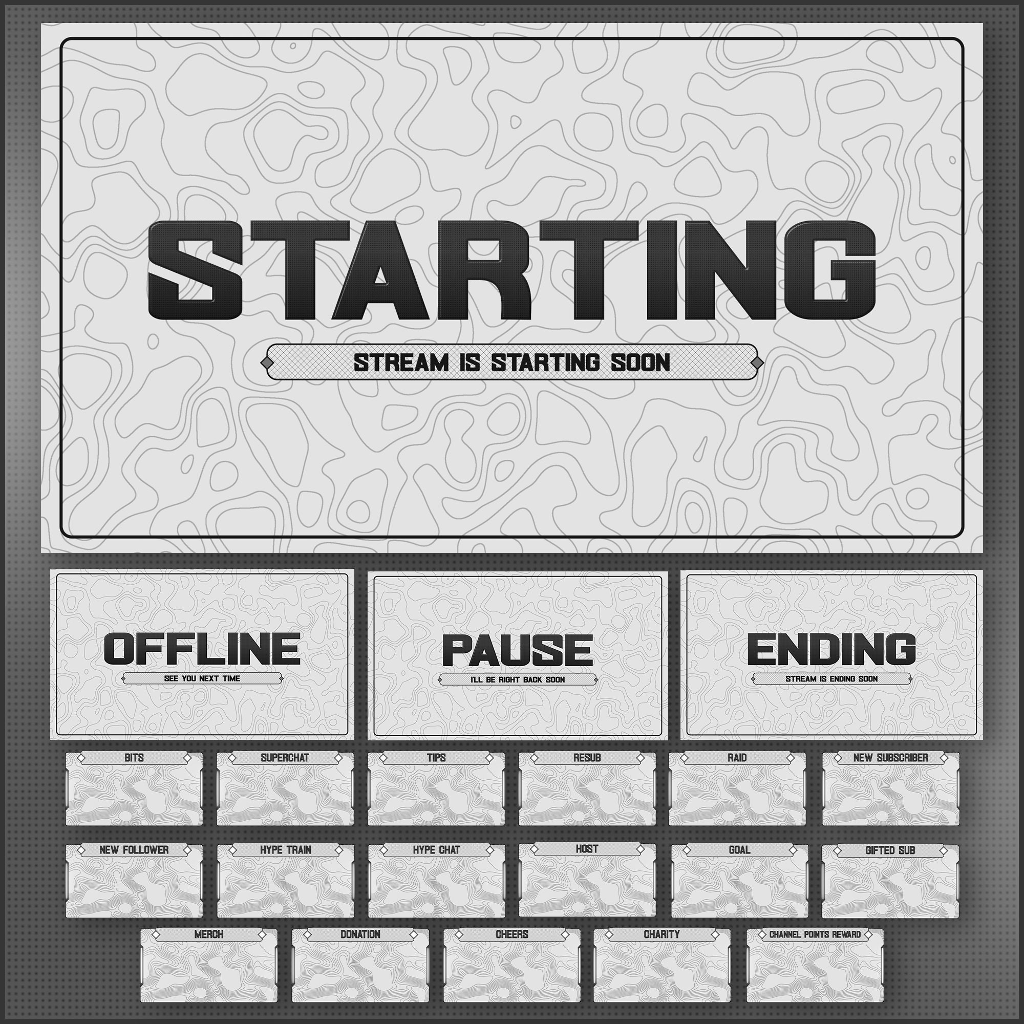 Animated WHITE Stream Overlays Package for Twitch, Youtube, OBS ...