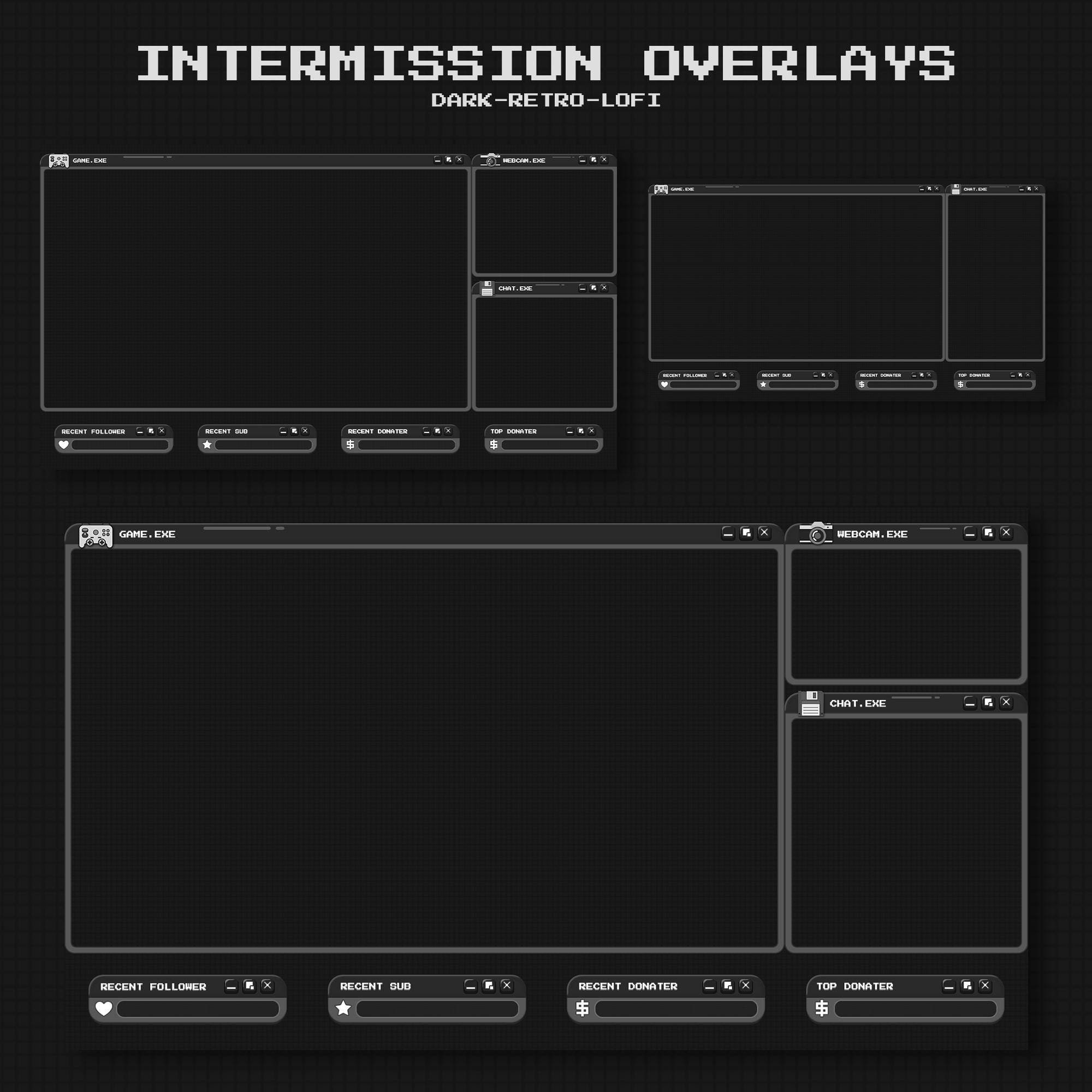 Animated DARK RETRO Twitch OVERLAY Package - Minimal Dark Twitch Theme ...