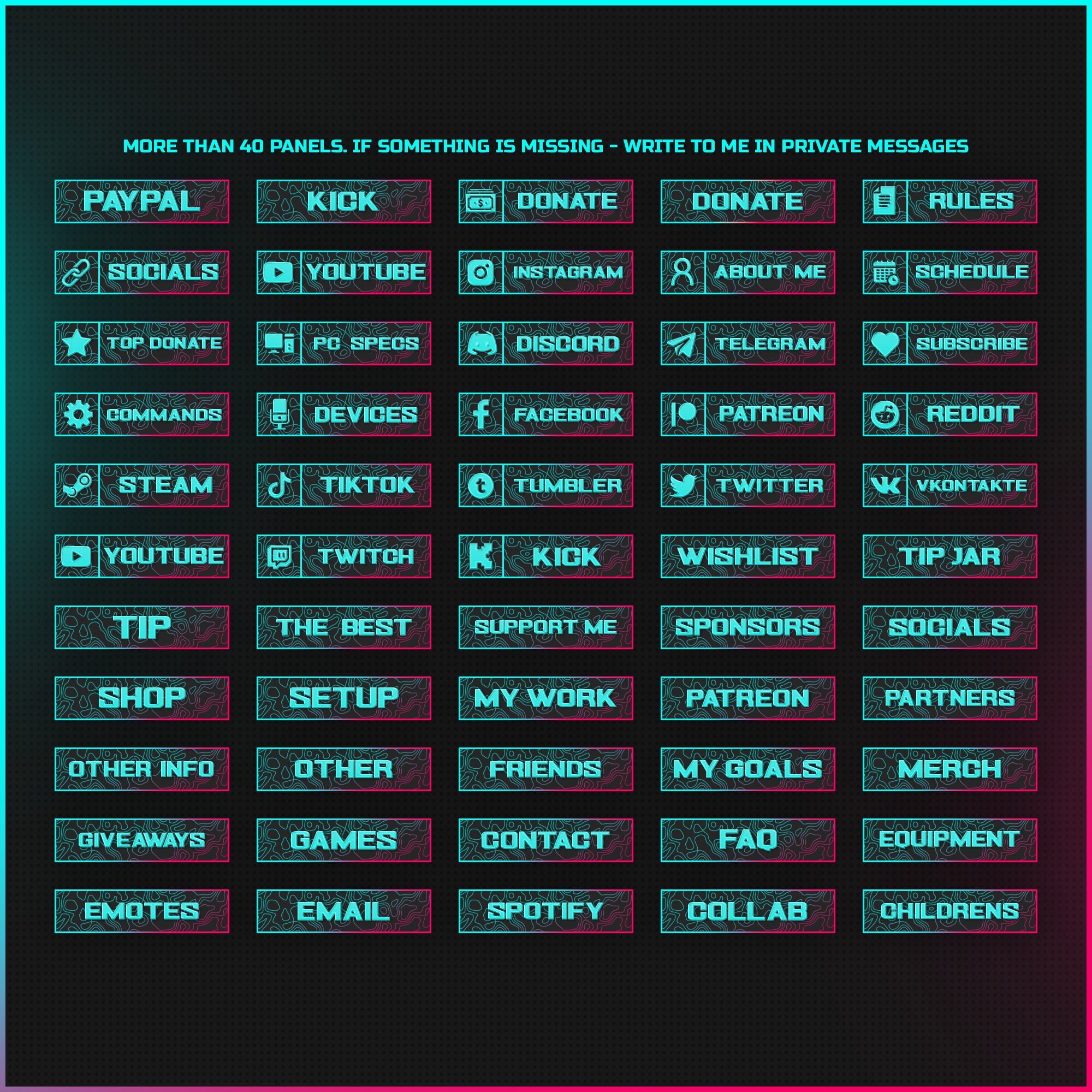 Animated NEON Stream Overlays Package for Twitch, Youtube, OBS ...