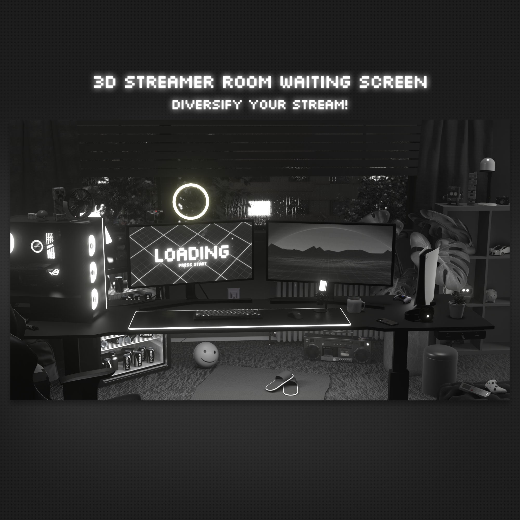 Animated DARK Retro Neon Stream Overlays Package for Twitch, Youtube ...