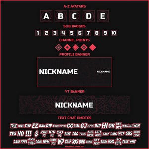 Animated RED Stream Overlays Package for Twitch, Youtube, OBS ...