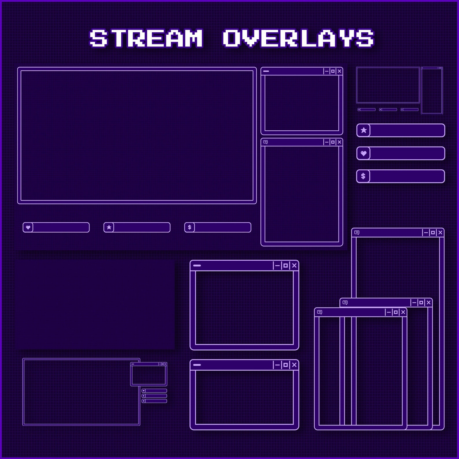 Purple Simple Stream Overlay Package for Twitch, DARK Windows Theme ...