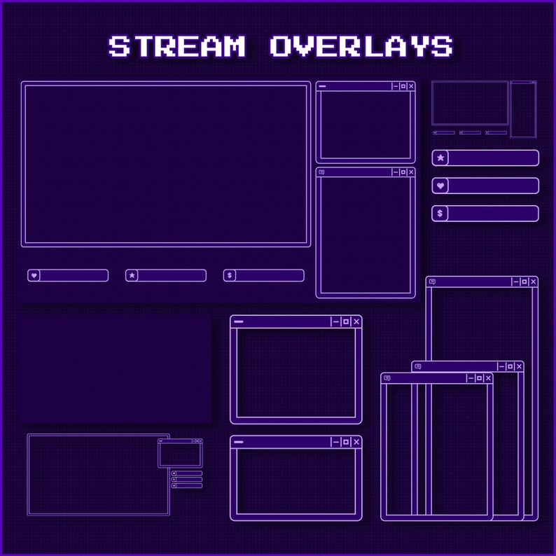 Purple Stream Overlay Package: Dark Windows Theme for Twitch (PNG) - Etsy