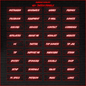OVERLAYS Stream Animated RED NEON Style Twitch Package - Etsy
