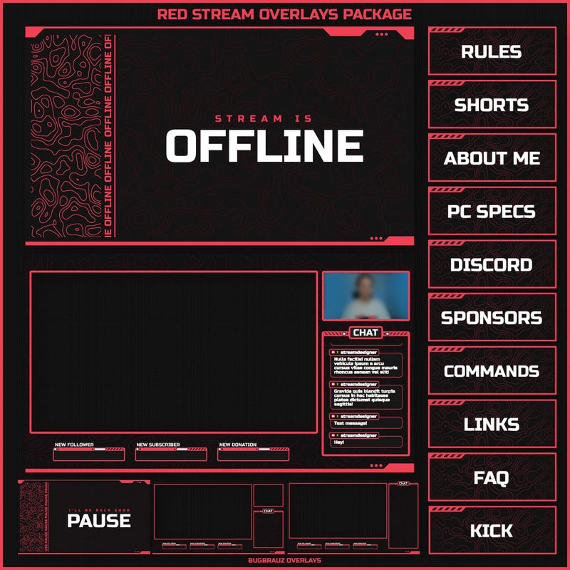 Twitch Overlays Red - Etsy