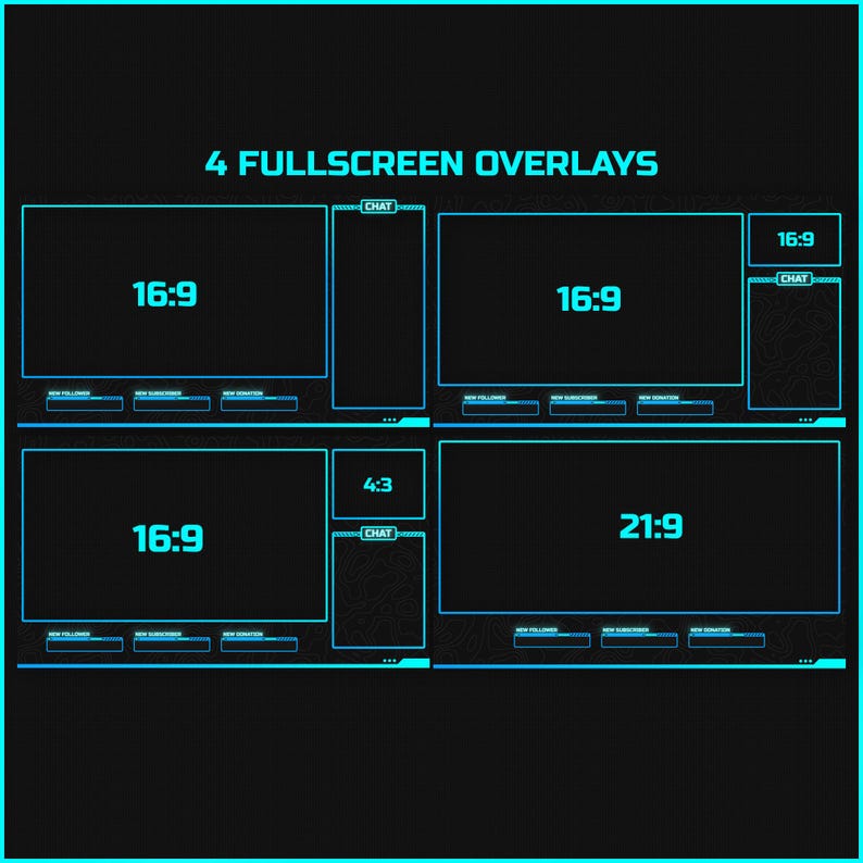 Animated Blue Neon Stream Overlay Package: Topographic Dark Style - Etsy