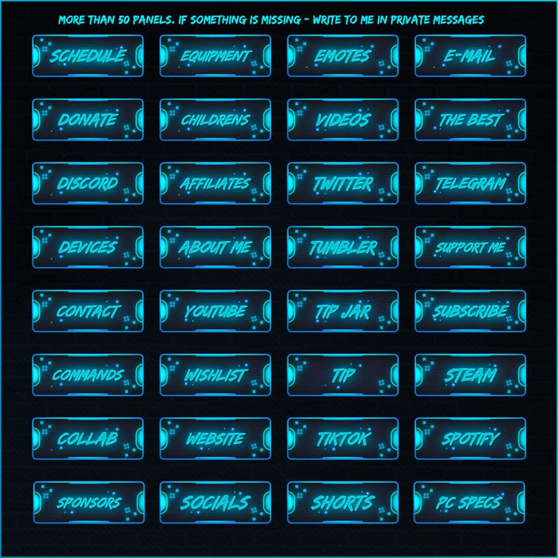 OVERLAYS Stream Animated BLUE NEON Style Twitch Package - Etsy
