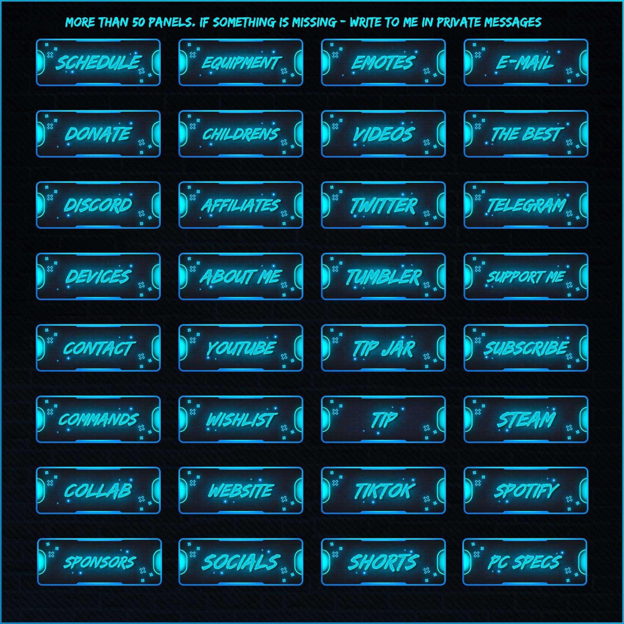 OVERLAYS Stream Animated BLUE NEON Style Twitch Package - Etsy