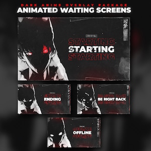 Dark ANIME STREAM OVERLAY Pack Animated / Dark Anime Twitch Pack ...