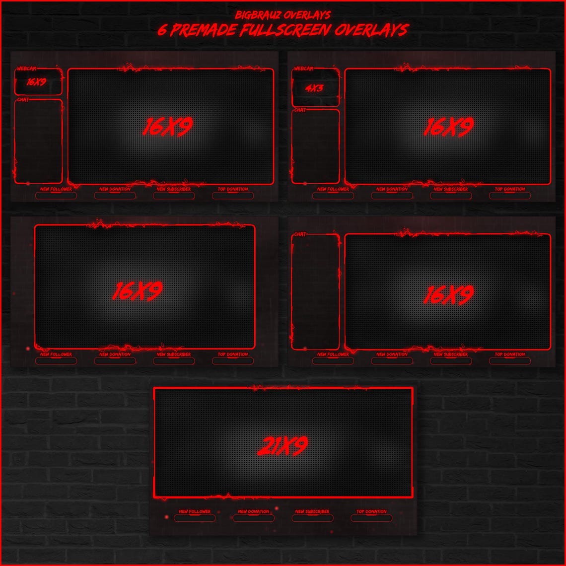 OVERLAYS Stream Animated RED NEON Style Twitch Package - Etsy