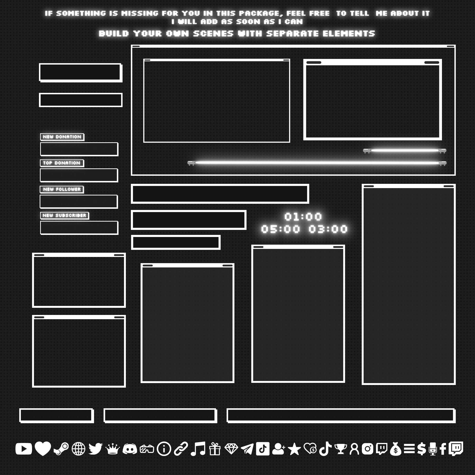 Animated DARK Retro Neon Stream Overlays Package for Twitch, Youtube ...