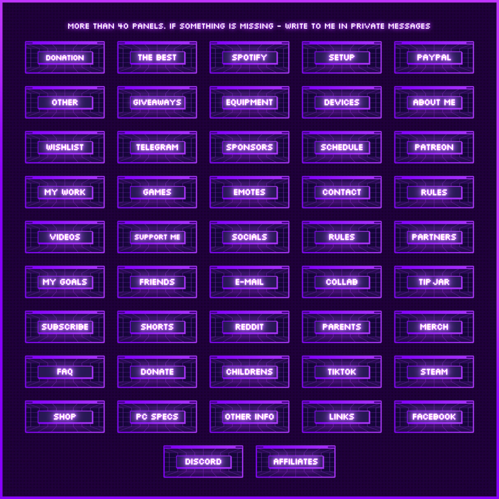 Animated Purple Retro Neon Stream Overlays Package for Twitch, Youtube ...