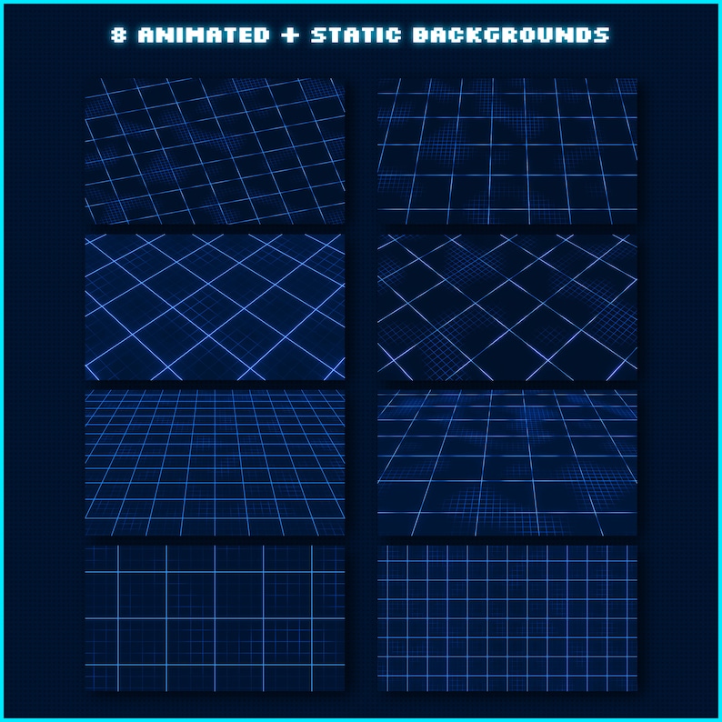 Animated Blue Neon Stream Overlays Package (twitch Overlays, Youtube ...
