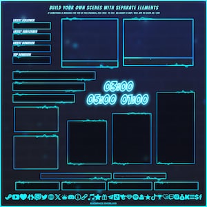 Animated Blue Neon Stream Overlays Package - Etsy