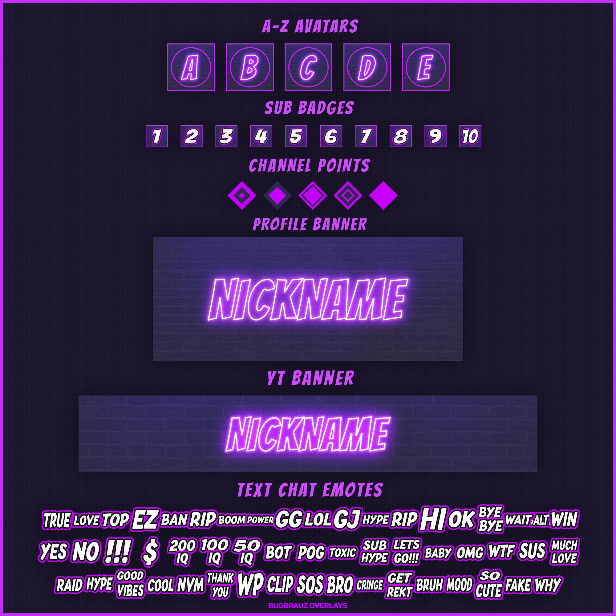 Animated PURPLE NEON Stream OVERLAYS, Panels, Alerts, Webcam Frames ...