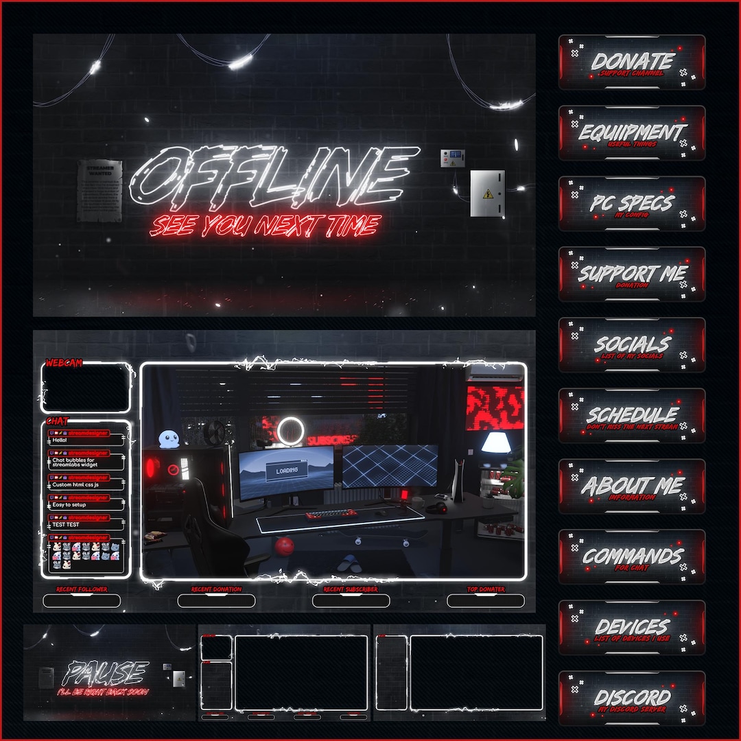 Overlays Stream Animated DARK NEON Style Twitch Package - Etsy Australia