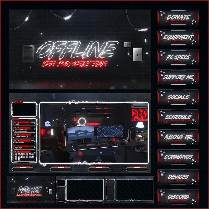 Overlays Stream Animated DARK NEON Style Twitch Package - Etsy Australia
