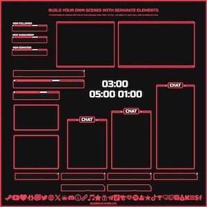 Animated RED Stream Overlays Package for Twitch, Youtube, OBS ...