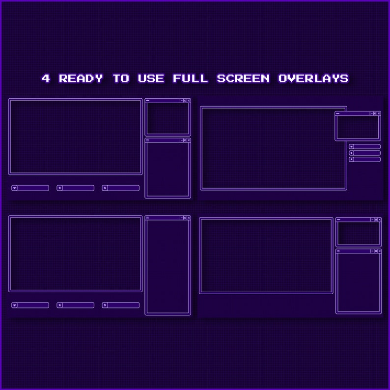 Purple Stream Overlay Package: Dark Windows Theme for Twitch (PNG) - Etsy