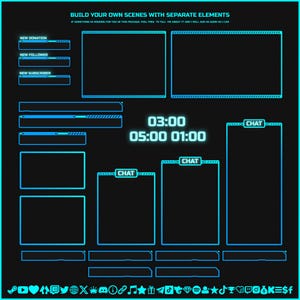 Animated Blue Neon Stream Overlay Package: Topographic Dark Style - Etsy