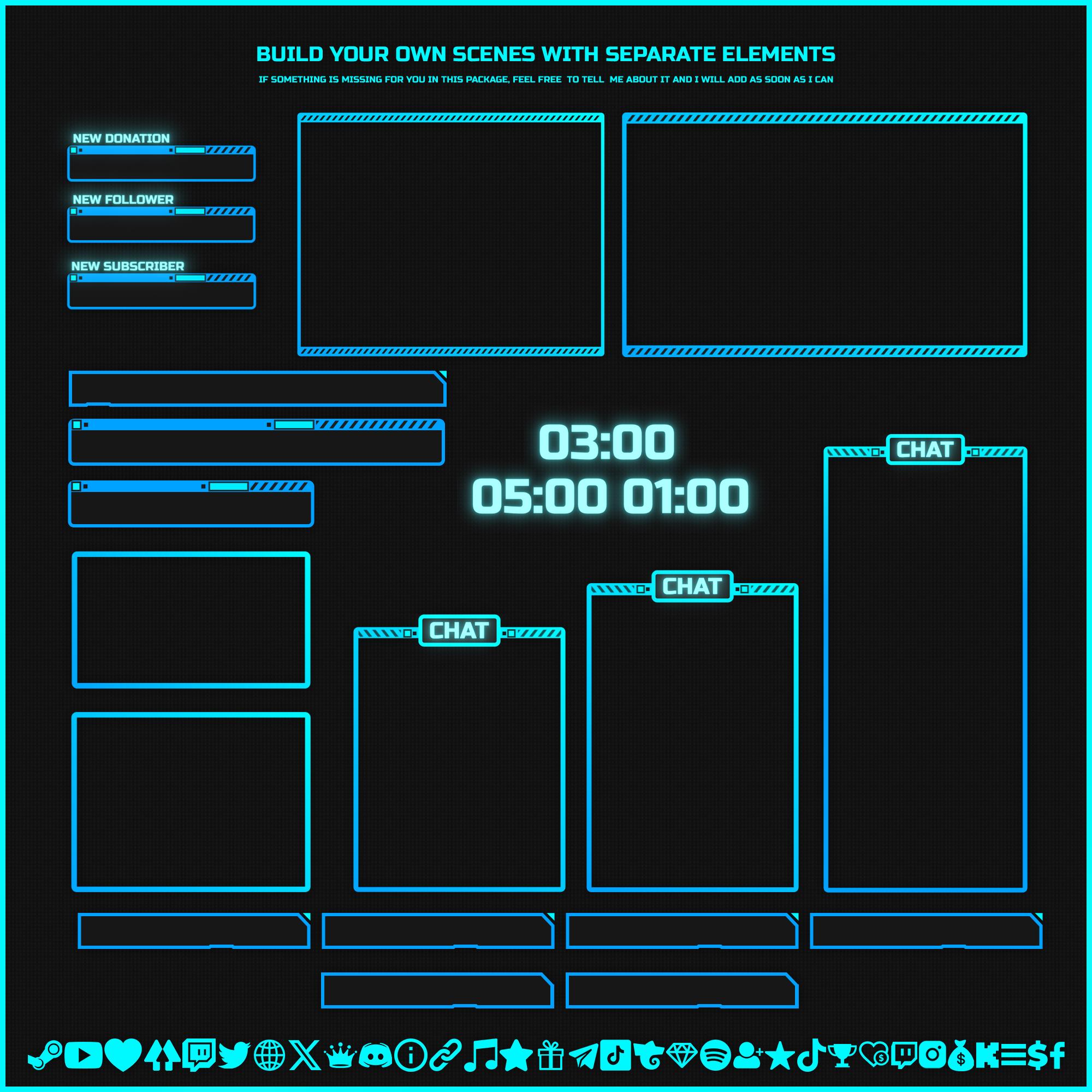 Animated Blue Neon Stream Overlay Package: Topographic Dark Style - Etsy