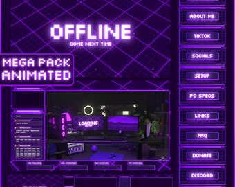 Animated Purple Stream Overlays Package for Twitch, Youtube, OBS ...