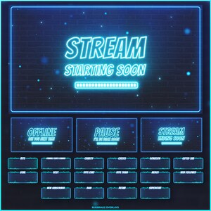 Animated Blue Neon Stream Overlays Package - Etsy