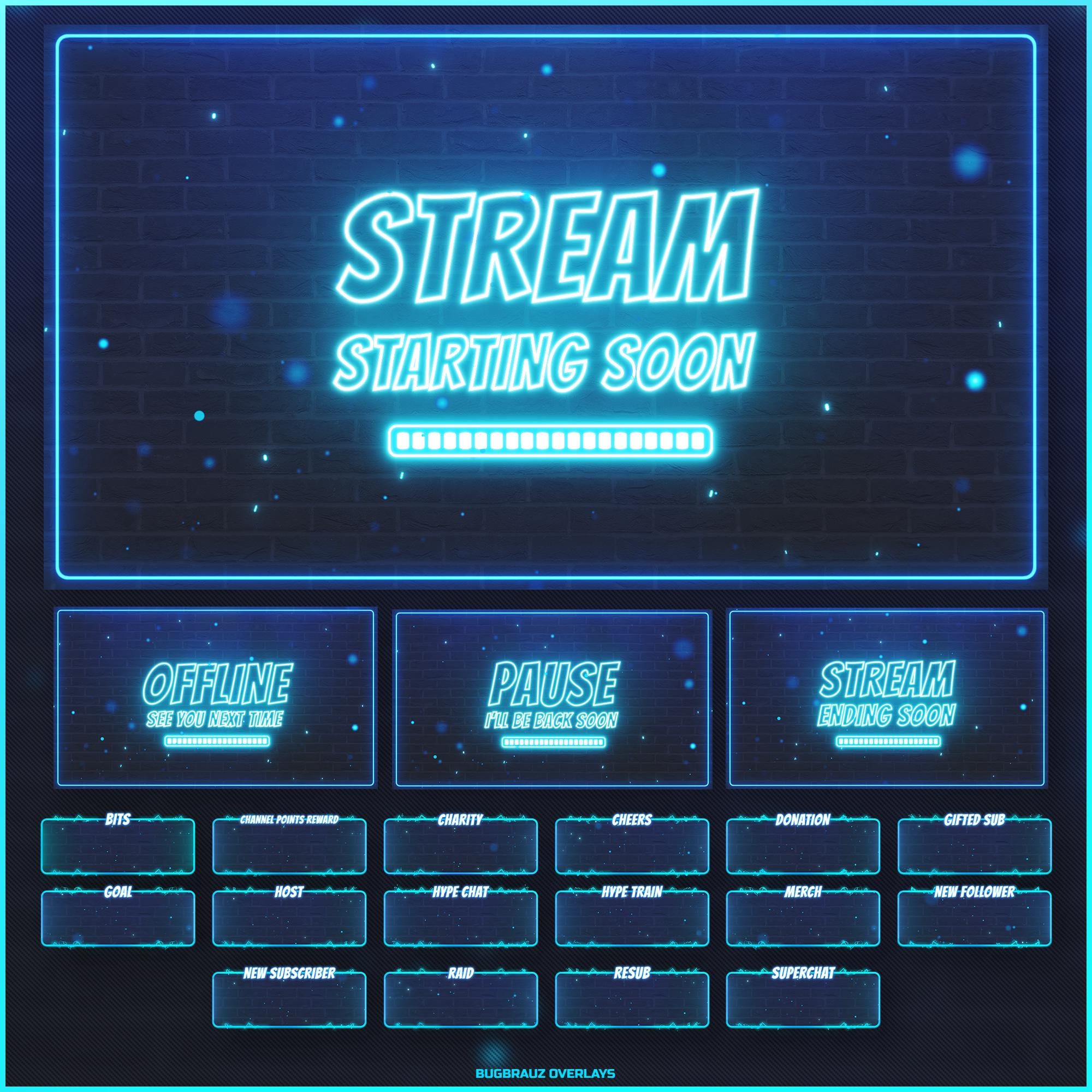 Animated Blue Neon Stream Overlays Package - Etsy