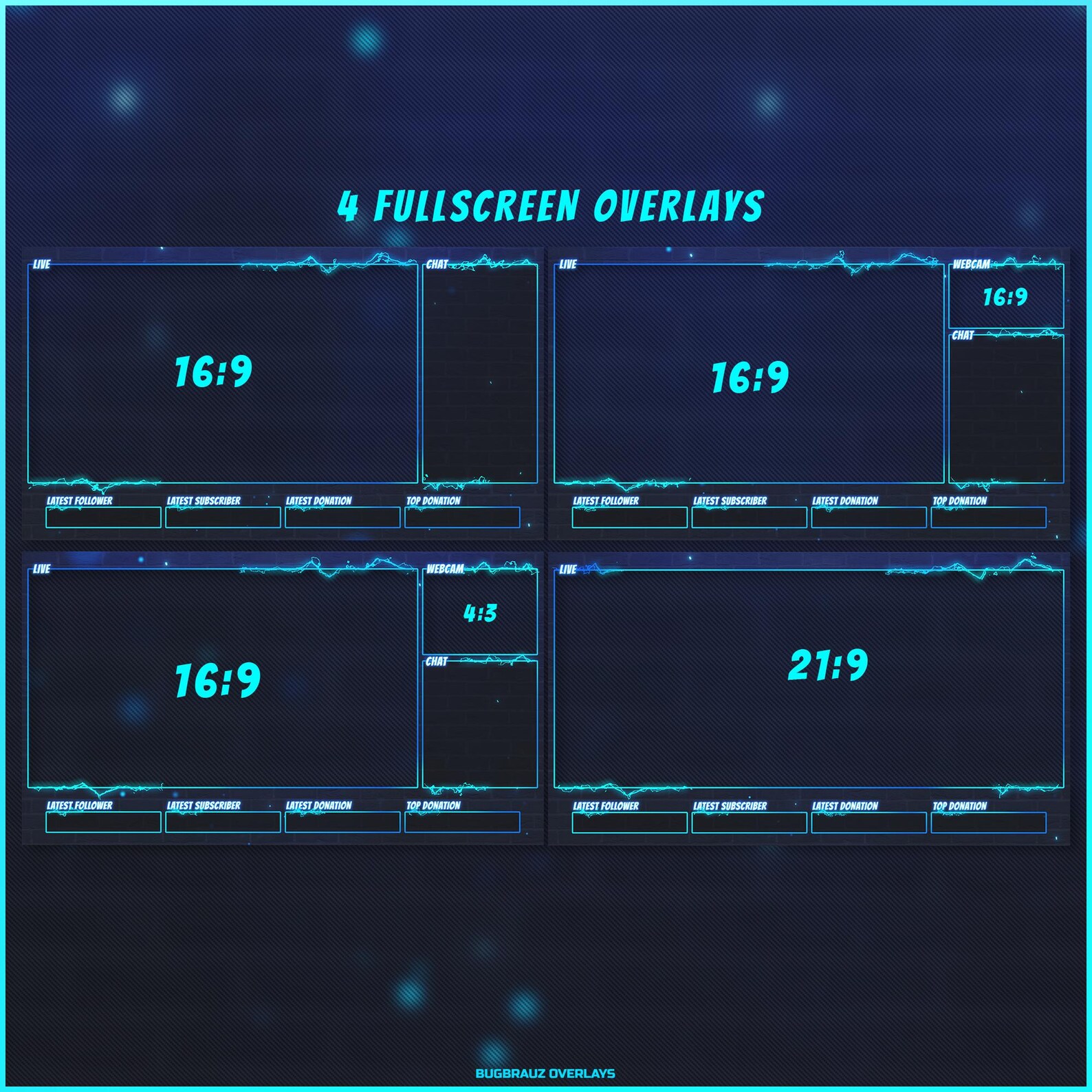 Animated Blue Neon Stream Overlays Package - Etsy