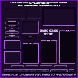 Animated Purple Stream Overlays Package for Twitch, Youtube, OBS ...