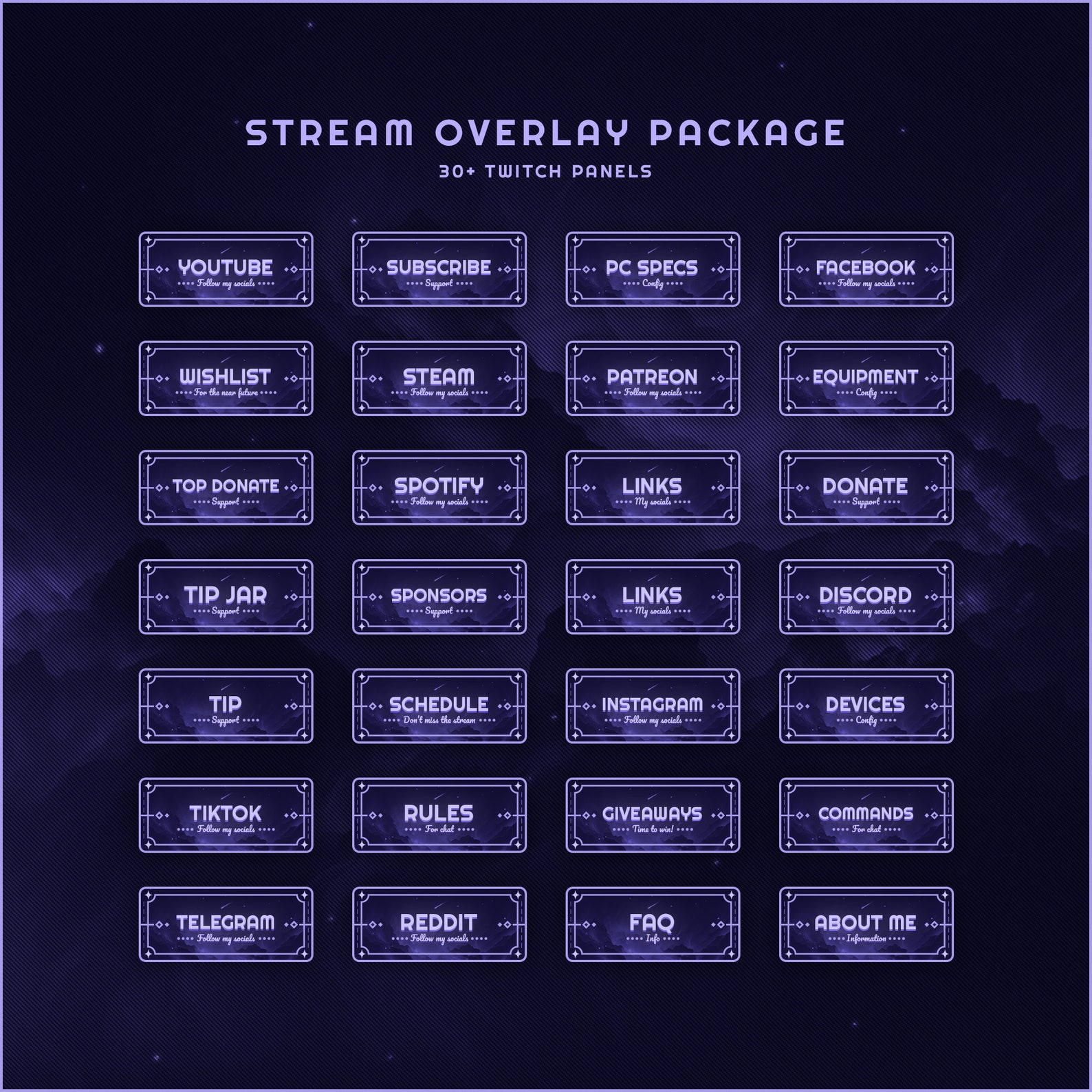Animated Celestial Stream Overlay Package: Dark Purple Moon Theme - Etsy