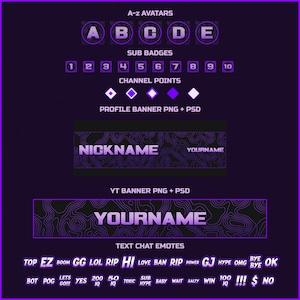 Animated Purple Stream Overlays Package for Twitch, Youtube, OBS ...