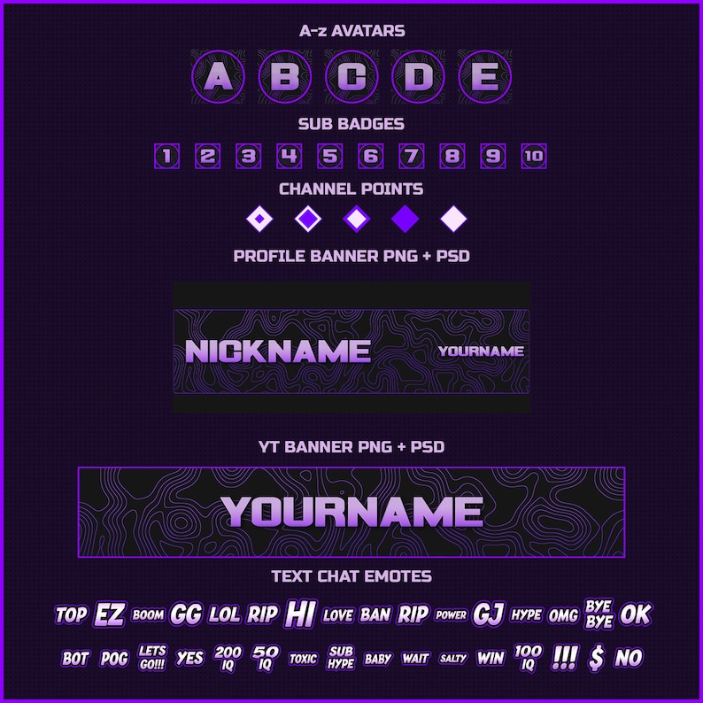 Animated Purple Stream Overlays Package for Twitch, Youtube, OBS ...
