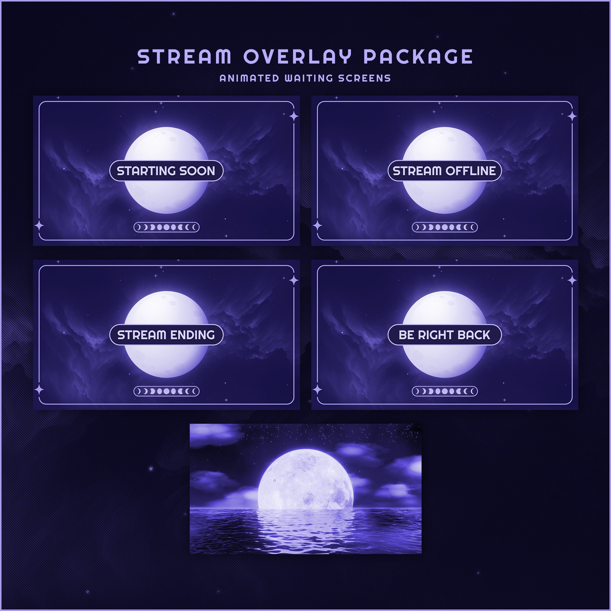 Animated Celestial Stream Overlay Package: Dark Purple Moon Theme - Etsy