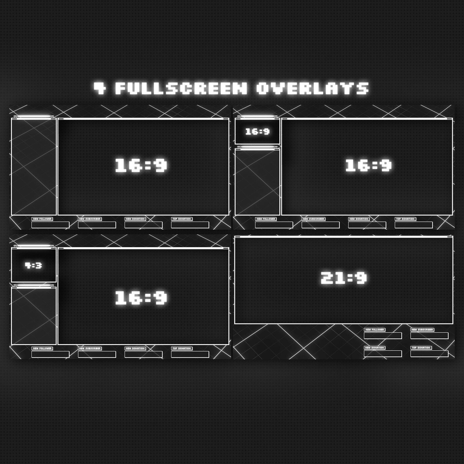 Animated DARK Retro Neon Stream Overlays Package for Twitch, Youtube ...