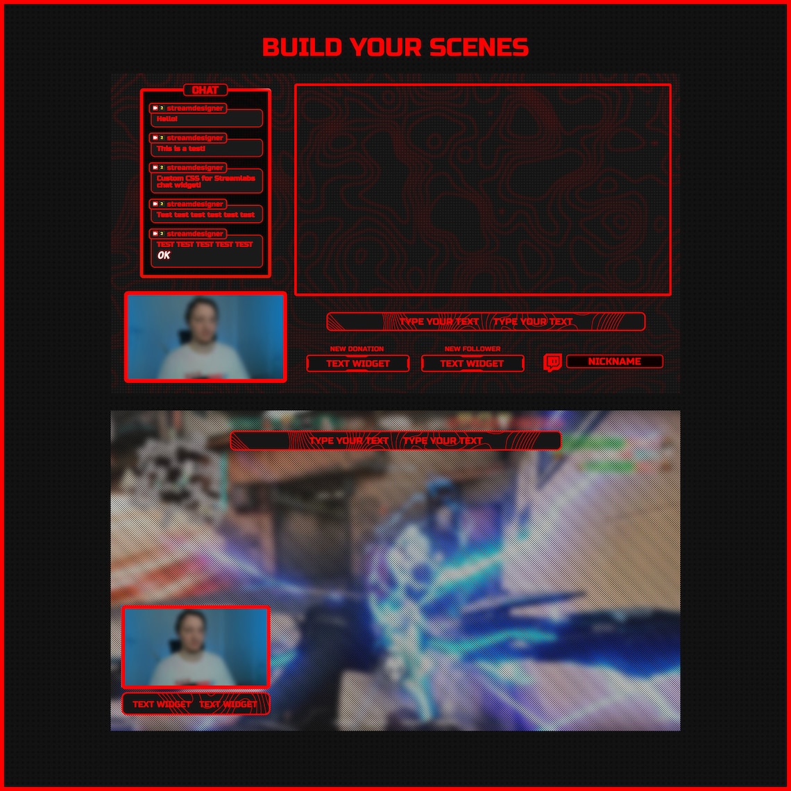 Animated RED Stream Overlays Package for Twitch, Youtube, OBS ...
