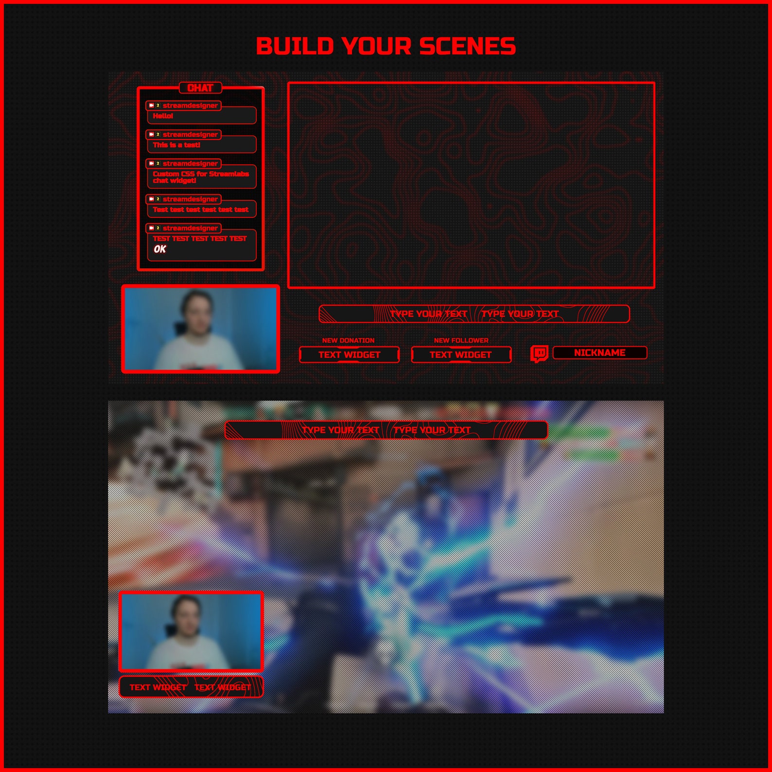 Animated RED Stream Overlays Package for Twitch, Youtube, OBS ...