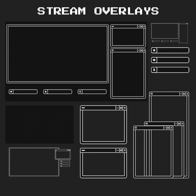 Animated BLACK and White DARK RETRO Twitch Overlay Package - Minimal ...