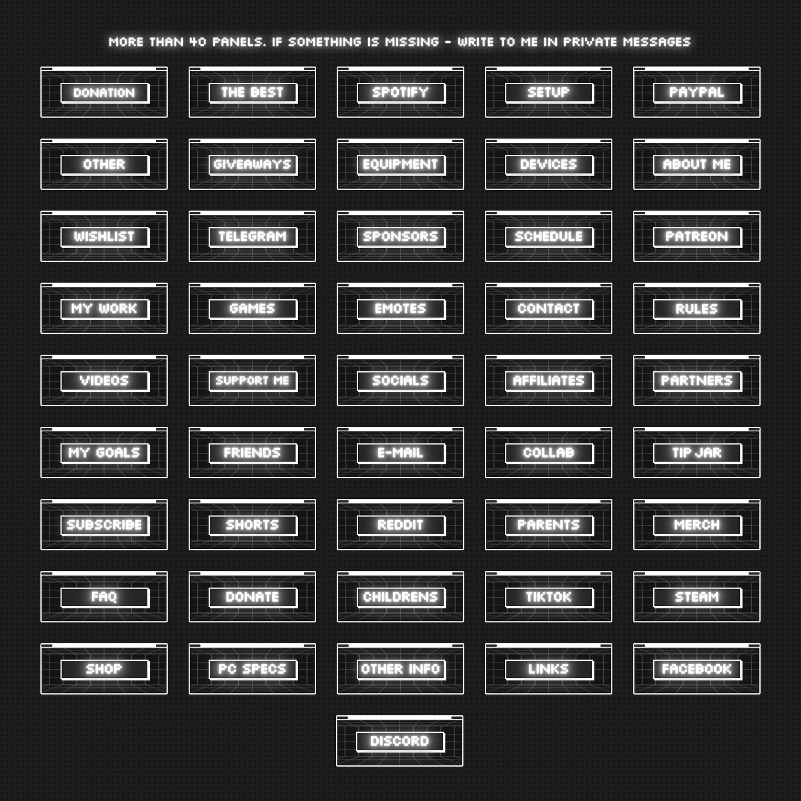 Animated DARK Retro Neon Stream Overlays Package for Twitch, Youtube ...