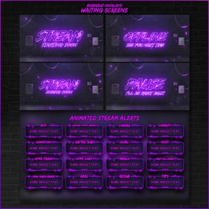 Overlays Stream Animated PURPLE Neon Style Twitch Package - Etsy