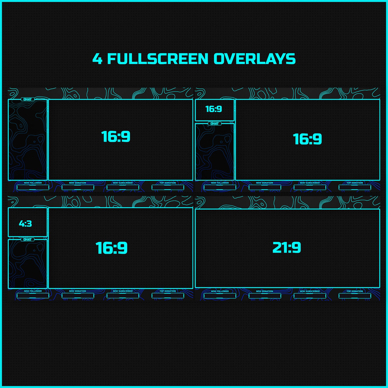 Animated BLUE Stream Overlays Package for Twitch, Youtube, OBS ...