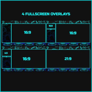 Animated BLUE Stream Overlays Package for Twitch, Youtube, OBS ...